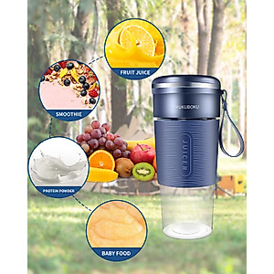 SHUKUBOKU Portable Blender, 10oz, USB Rechargeable, Green, Easy Operation, Magnetic Lid