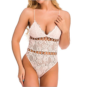 wodceeke Womens Exotic Corset Chemise Bodysuit Bralette Nightwear juguetes sexual para sexo en pareja Plus Size Lingerie for Women for Sex Naughty Play 116 (Pink, M)