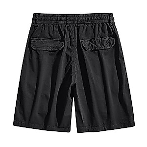 Seamless Workout Shorts Stretchy Cargo Shorts for Men Big and Tall Casual Elastic Waist Linen Shorts with Pockets Summer Beach Shorts Black 2X