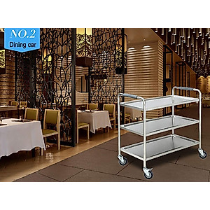 Medical Cart Household Utility Carts Trolley, Lab Cart Trolley On Wheels Tool 3 Tier Medical Equipment Cart with Brake Universal Wheel Hotel Dining Cart Beauty Salon SPA Rolling Trolley 90cm Hieght
