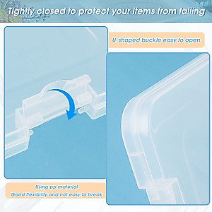 Gueevin A4 Clear File Portable Project Case Plastic Scrapbook Paper Storage Box with Handle Document Case Photo Storage Containers for Magazines Stamps Photos Art Craft,12.4 x 8.6 x 0.8 in(4 Pcs)