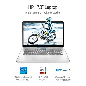HP 17-inch Laptop, 11th Generation Intel Core i5-1135G7, Iris Xe Graphics, 8 GB RAM, 256 GB SSD, Windows 11 Home (17-cn0025nr,Natural Silver)