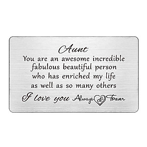 Aunt Gifts from Niece Nephew, I Love You Always and Forever Aunt, Gifts for Aunts, Best Favorite Awesome Aunt Gifts, Birthday Card, Mother's Day, Engraved Wallet Insert