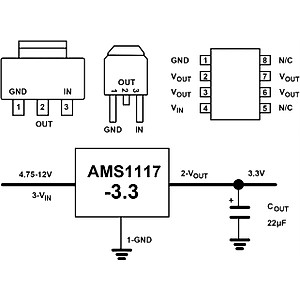 WWZMDiB 12Pcs AMS1117-3.3 DC-DC Buck Converter 4.75~12V to 3.3V Step-Down Power Module LDO 800MA (12 pcs)