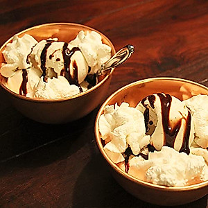 Alchemade Set of 2 Copper Ice Cream Bowls - 100% Pure Copper Bowls For Your Copper Kitchenware & Copper Dishware Collection - For Everyday Kitchen Use Or As A Metal Decorative Bowl