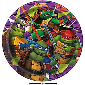 Unique Industries Teenage Mutant Ninja Turtles Round Disposable Dessert Paper Plates - 7" (8 Ct | Stylish & Eco-Friendly - Perfect for Ninja Turtles Themed Celebrations