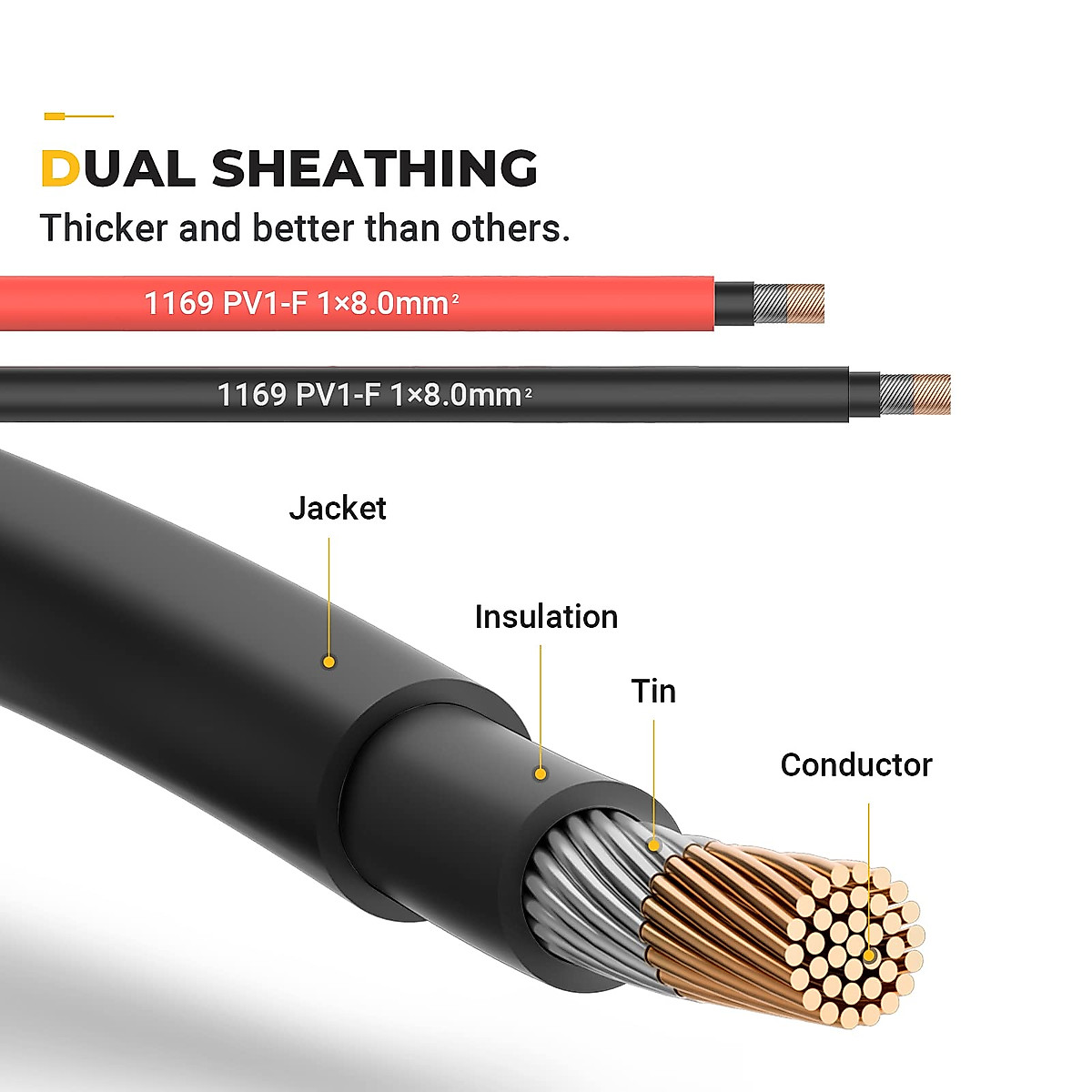 BougeRV 20 Feet 8AWG Solar Extension Cable with Female and Male Connector with Extra Free Pair of Connectors Solar Panel Adaptor Kit Tool (20FT Red + 20FT Black)