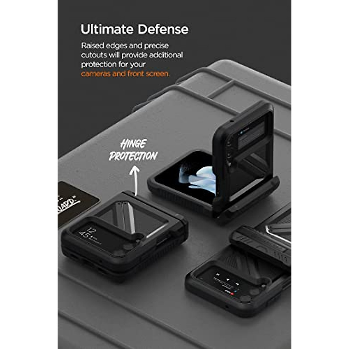 VRS DESIGN Terra Guard Ultimate Phone Case for Galaxy Z Flip 4 5G (2022), Premium Sturdy Hinge Protection Case (Matte Black)