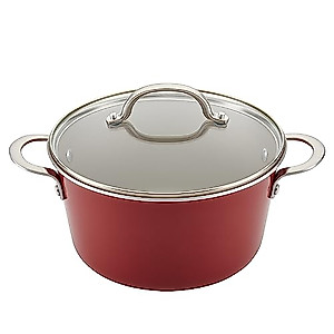 Ayesha Curry Home Collection Nonstick Cookware Pots and Pans Set, 9 Piece, Sienna Red