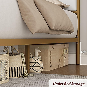 BOTLOG King Bed Frame with Headboard, PU Leather Upholstered Bed Frame with Wood Slats Support, No Box Spring Needed, Easy Assembly