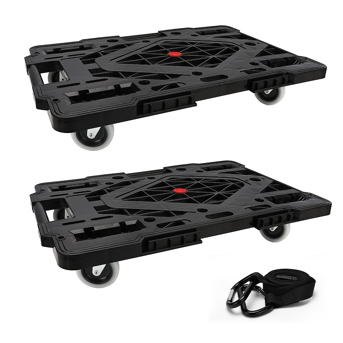 Nellyke Furniture Movers Dolly Furniture Movers with Wheels, Portable Moving Rollers Leg Dollies for Heavy Furniture, 4 Wheels Small Flat Dolly, 1760 Lbs Capacity, 2 Pack, Black…