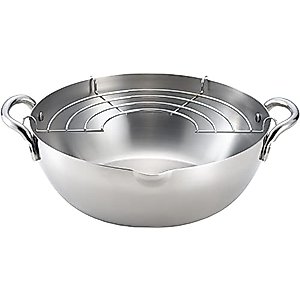 Yoshikawa SJ3391 Tempura Pot, 7.9 inches (20 cm), Gas Flame and Induction Compatible, Made in Japan, Stainless Steel