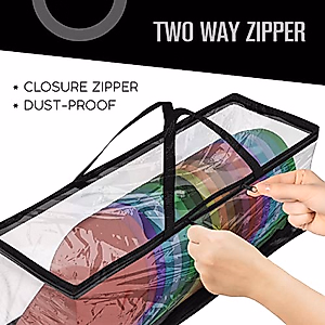 Houseables Baseball Cap Storage Bag, Hat Organizer Case, 23" x 6" x 8", Clear Plastic, Caps Holder, Moisture & Dust Proof, Black Handles, Box w/Zipper Closure, Stores & Racks 22 Hats, Dirt Protection