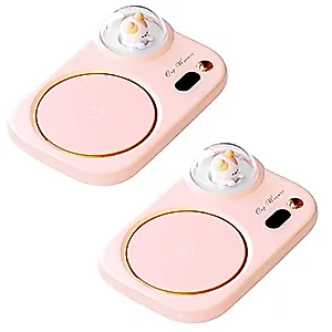 Smart Coffee Mug Warmer, Coffee Cup Heater with Cute Cat Night Light, Auto Shut Off, 3 Temperature Setting LED Display, Electric Beverage Warmer Plate for Coffee Tea Milk Cocoa and etc, Pink