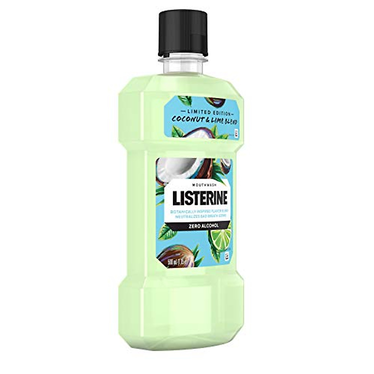 Listerine Zero Alcohol Mouthwash, Oral Rinse Kills up to 99% of Bad Breath Germs, Limited Edition Coconut Lime Flavor, 500 mL (Pack of 3)