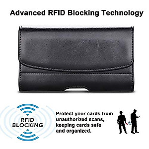 Takfox Phone Holster for Samsung Galaxy S23 Ultra S22 Plus S22 S20 FE S10 Note 20 Ultra Note 10 Plus A12 A13 A14 A02S A03S A04S A23 A32 A42 iPhone 14 Pro Max Leather Belt Holster Pouch Holder,Black