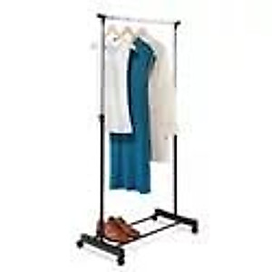 ArmiStore Metal Chrome Adjustable Rolling Garment Rack, Black