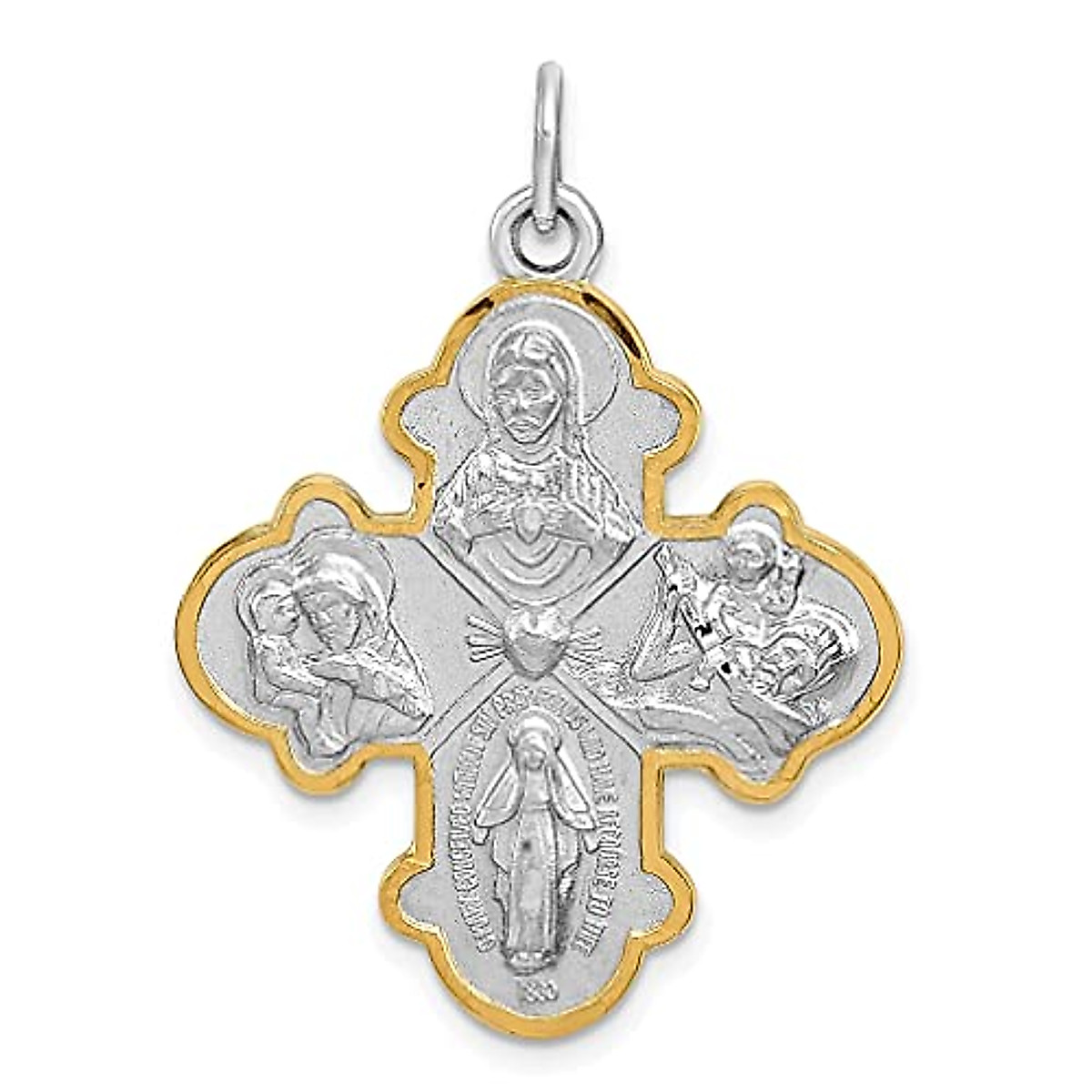 IceCarats 925 Sterling Silver Four Way Holy Cross Religious Medal Necklace Christian Pendant Scapular Charm 36mm x 35mm Only