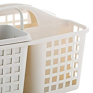 Bath Bliss 2 in 1 Portable, Bathroom Shower Caddy for Shampoo, Conditioner, Soap, and Cosmetics, in White Bath Tote
