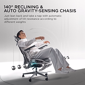 Hbada E3 Pro Ergonomic Office Chair, Big and Tall Office Chair - with 3-Zone Dynamic Lumbar Support, 4D Adjustable Headrest, 6D Adjustable Armrests, Swivel Computer Chair for Home Office, Grey