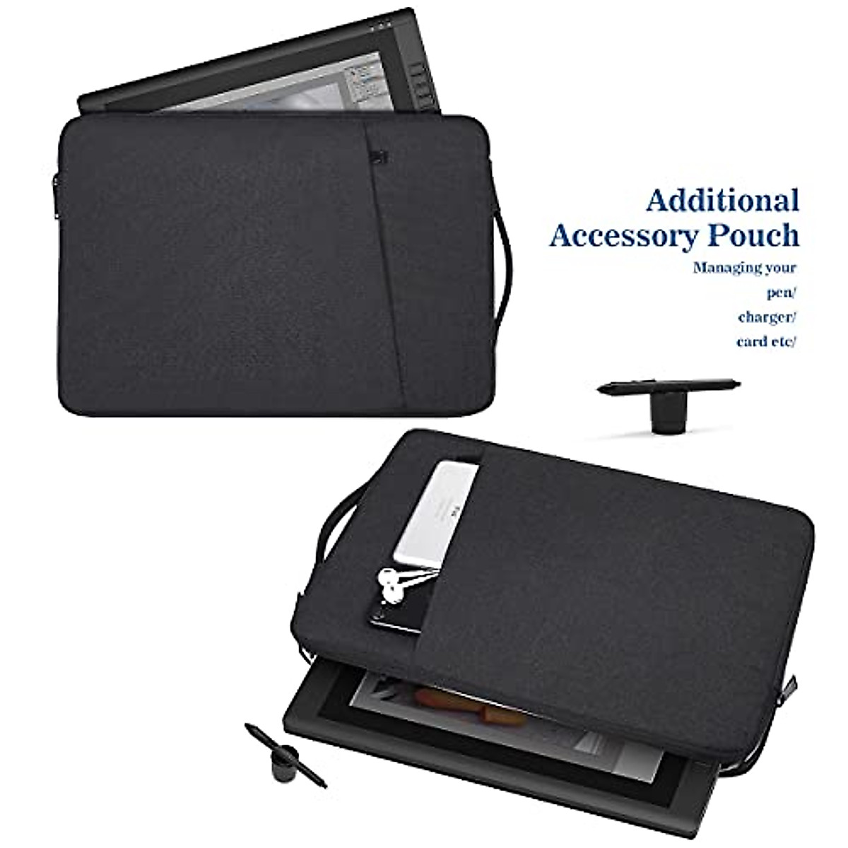 Drawing Tablet Sleeve Waterproof Protective Bag for Wacom Cintiq 16/Cintiq Pro 16 17/Intuos Pro PTH860 PTH860P Large,Huion KAMVAS Pro 16/GAOMON PD1560 PD1561 Graphics Drawing Tablet Case Holder, Black