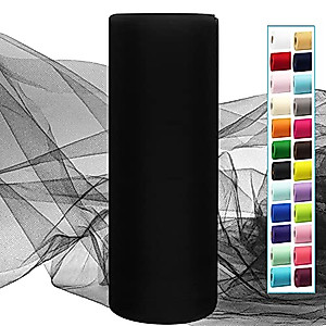 IONTACH Black Tulle Fabric Rolls 54 Inch by 40 Yards Fabric Tulle Bolt for Wedding Decorations DIY Black Tutu Baby Shower Table Skirt Ceiling Decor Birthday Party Craft Supplies