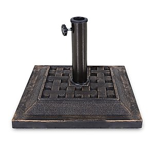 COOS BAY 27 lbs 17.3 inch Outdoor Heavy Duty Square Antiqued Resin Umbrella Base Stand for Patio, Garden, Lawn, Bronze…