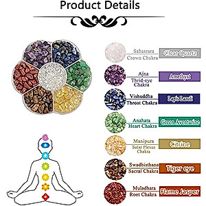 GangGangHao 7 Chakra Natural Chip Stone,About 628 Pcs Irregular Gemstones Healing Crystal Loose Rocks Bead Hole Drilled DIY for Bracelet Jewelry Making Crafting (5-8mm,7 Chakra Color Mix)