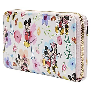 Loungefly Disney Mickey Minnie Mouse Wallet Zip Clutch AOP Floral