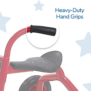 Children’s Factory ClassicRider 10” Pedal Pusher Tricycle for Kids Ages 3+, Toddler Trike for Beginner Riders, Red/ Black