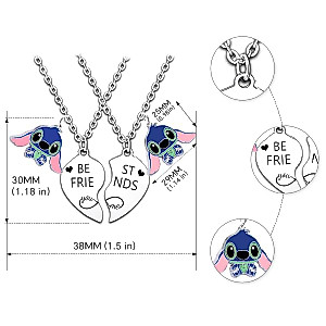 AIIGOU Necklace BFF Necklace for 2 Big Sister Little Sister Necklaces Set for 2 Pcs Friendship Jewelry Gifts Best Friend Necklace for Girls who Loves