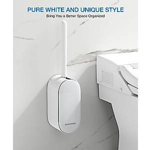 Toilet Bowl Brush and Holder, OSCIOSS Toilet Brush Set with Ergonomic Design, Compact Size, Durable Bristles, toilet brushes & holders for Dead Corner Clean, White