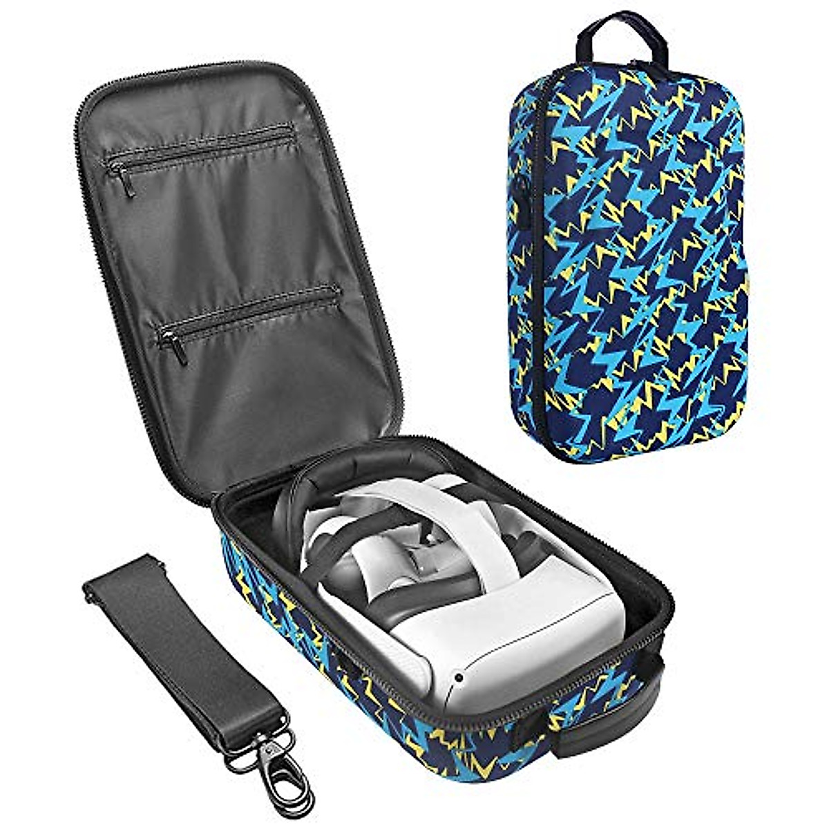 Esimen Fashion Travel Case for Oculus Quest 2 VR Gaming Headset Elite Strap and Controllers Accessories Carrying Bag (Blue)