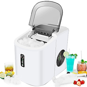 Himimi Ice Maker Machine for Countertop, Summer Chill on Ice, 9 ice Cubes in 6-8 Minutes, 26 Pounds in 24 Hours, Portable Electric Ice Cube Makers Counter Top Decent Snowy White with Scoop and Basket