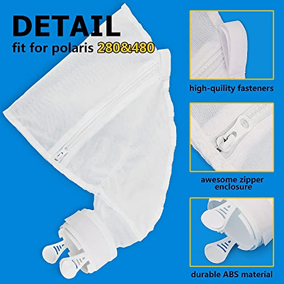 Lydia's Deal Pool Cleaner All Purpose Bag K16 K13 Replacement Fits for Polaris 280, 480 Pool Cleaner with Zippered (2 Pack)