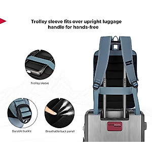 Swissdigital Design Laptop Backpack For Women, College Bookbags With USB Charging Port, Large Capacity Computer Backpacks For Work Business Blue (KATY ROSE SD1006F-13)