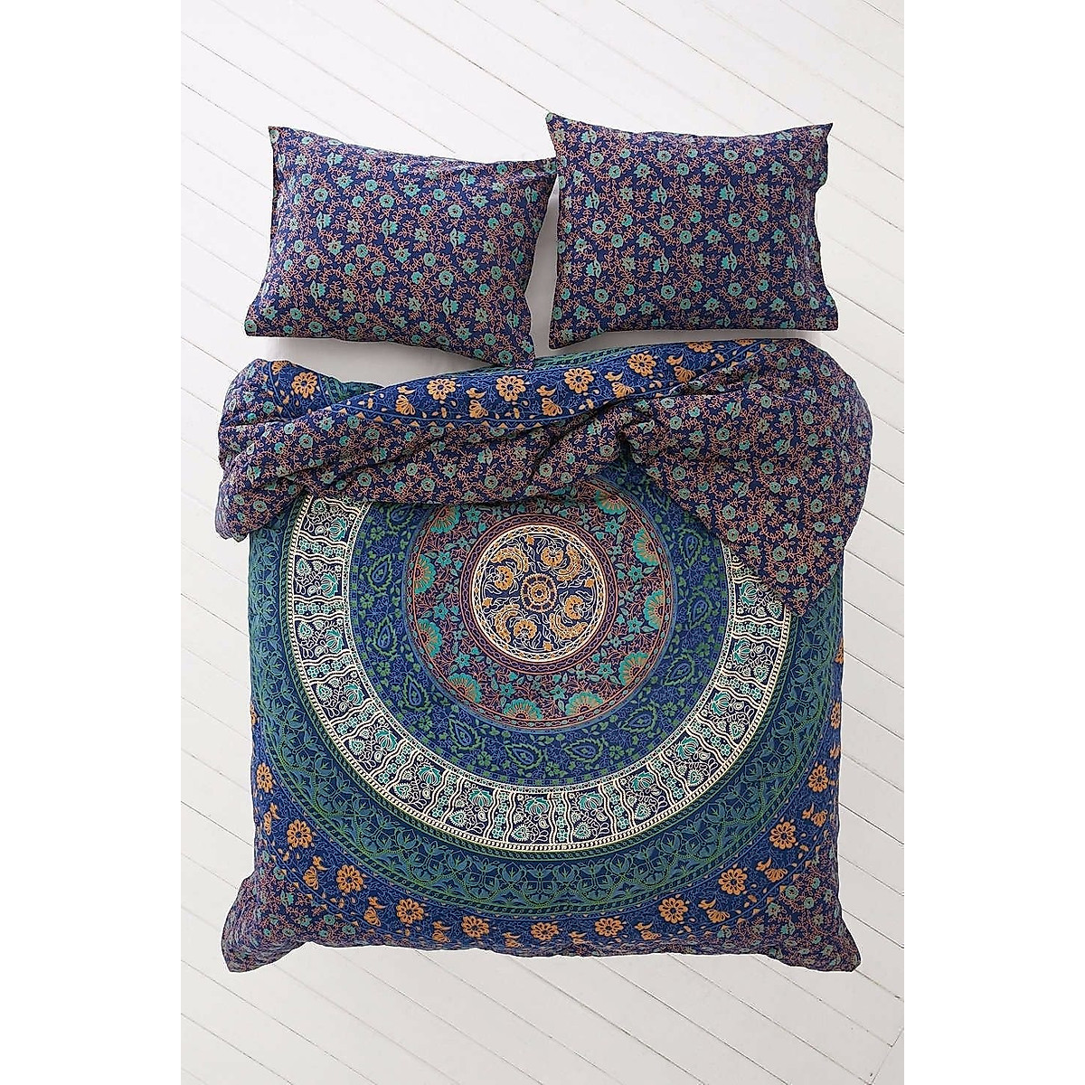 Vedant Designs Indian Mandala Queen Size Cotton Doona Duvet Cover Set Hippie Bohemian Mandala Blanket Quilt Cover Bedspread Bedding Comforter Cover with 2 Pillow Covers