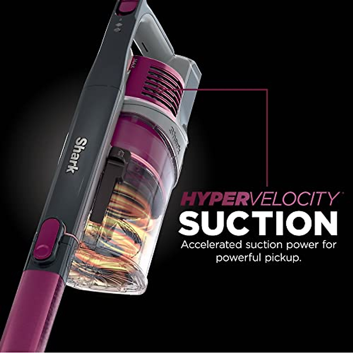 Shark Rocket Pet Pro with Self-Cleaning Brushroll, HEPA Filter Lightweight Cordless Stick Hand Vacuum, 7.5 lbs, Magenta