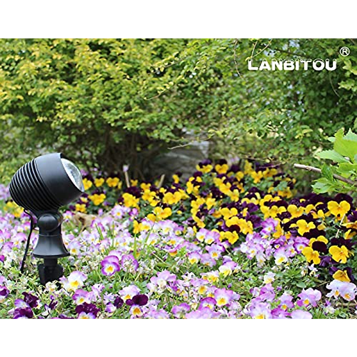 LANBITOU Solar Spotlights Outdoor,Waterproof Solar Landscape Spot Lighting for Flag Yard Wall Garden Pathway Trees Patio - White