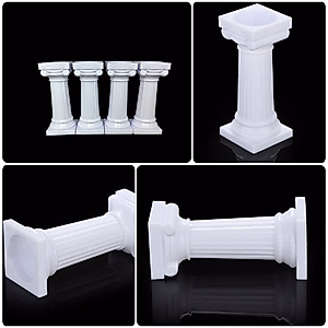 HEMOTON Roman Column Cake Tiered Stands: 4Pcs Plastic Cake Pillars Mold Fondant Holder Multi- Layered Cake Roman Column Support Stand for Wedding Birthday Party Decoration 17cm