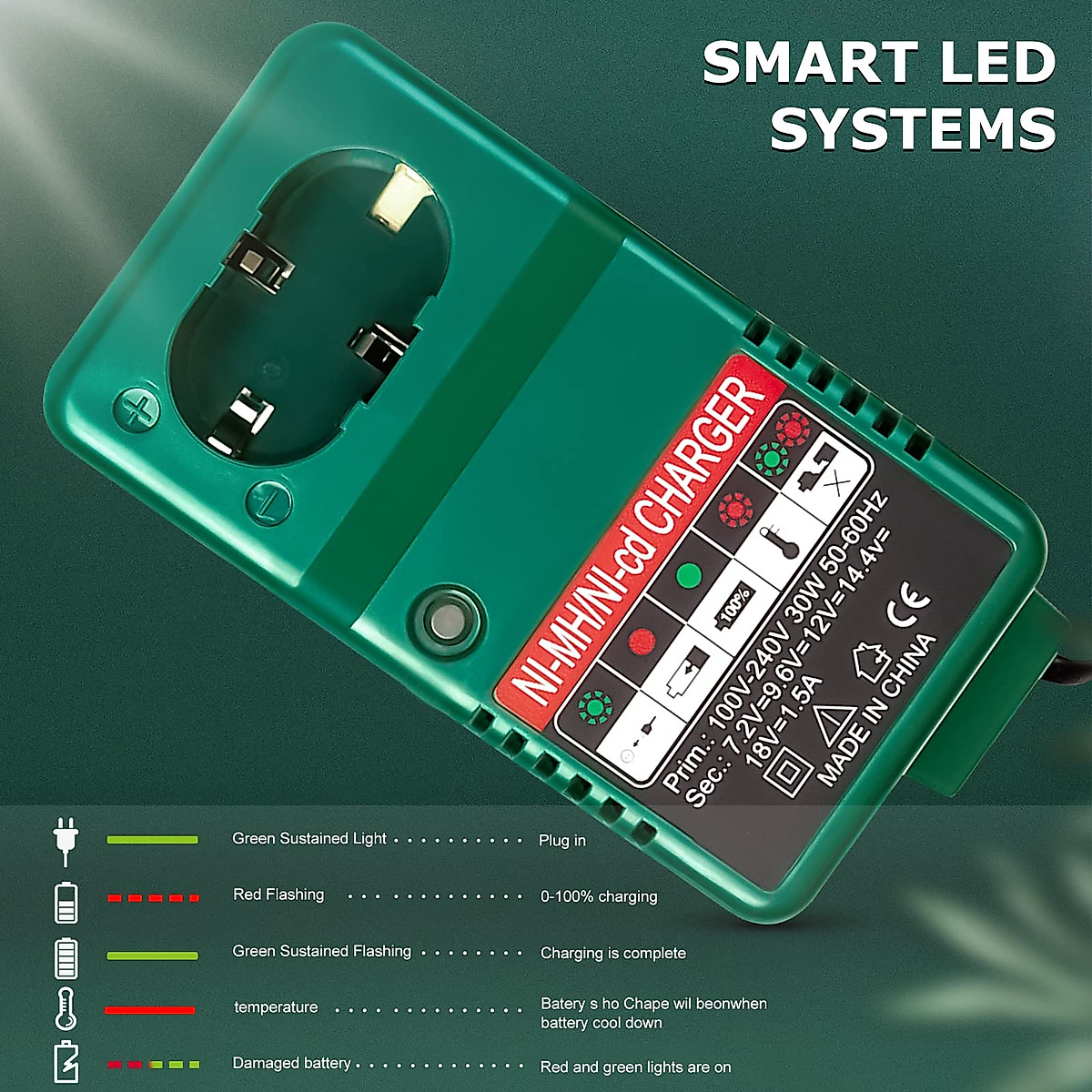Replace for Makita DC1804 DC1822 DC1414 Battery Charger 7.2V-18V NI-CD&NI-MH Battery Charge Replacement Power Tool Battery Charger LaiPuDuo