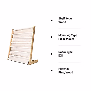 Morimoe Sling Bookshelf Kids Book Rack Storage, Natural Beige (Beige, W:75cm)