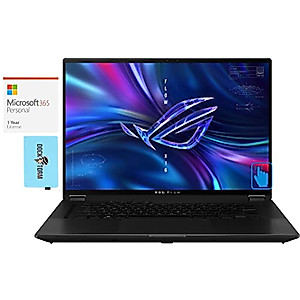 ASUS ROG Flow X16 GV601 Gaming & Entertainment Laptop (AMD Ryzen 9 6900HS 8-Core, 16GB DDR5 4800MHz RAM, 2x1TB PCIe SSD RAID 1 (1TB), Win 11 Pro) with MS 365 Personal , Hub