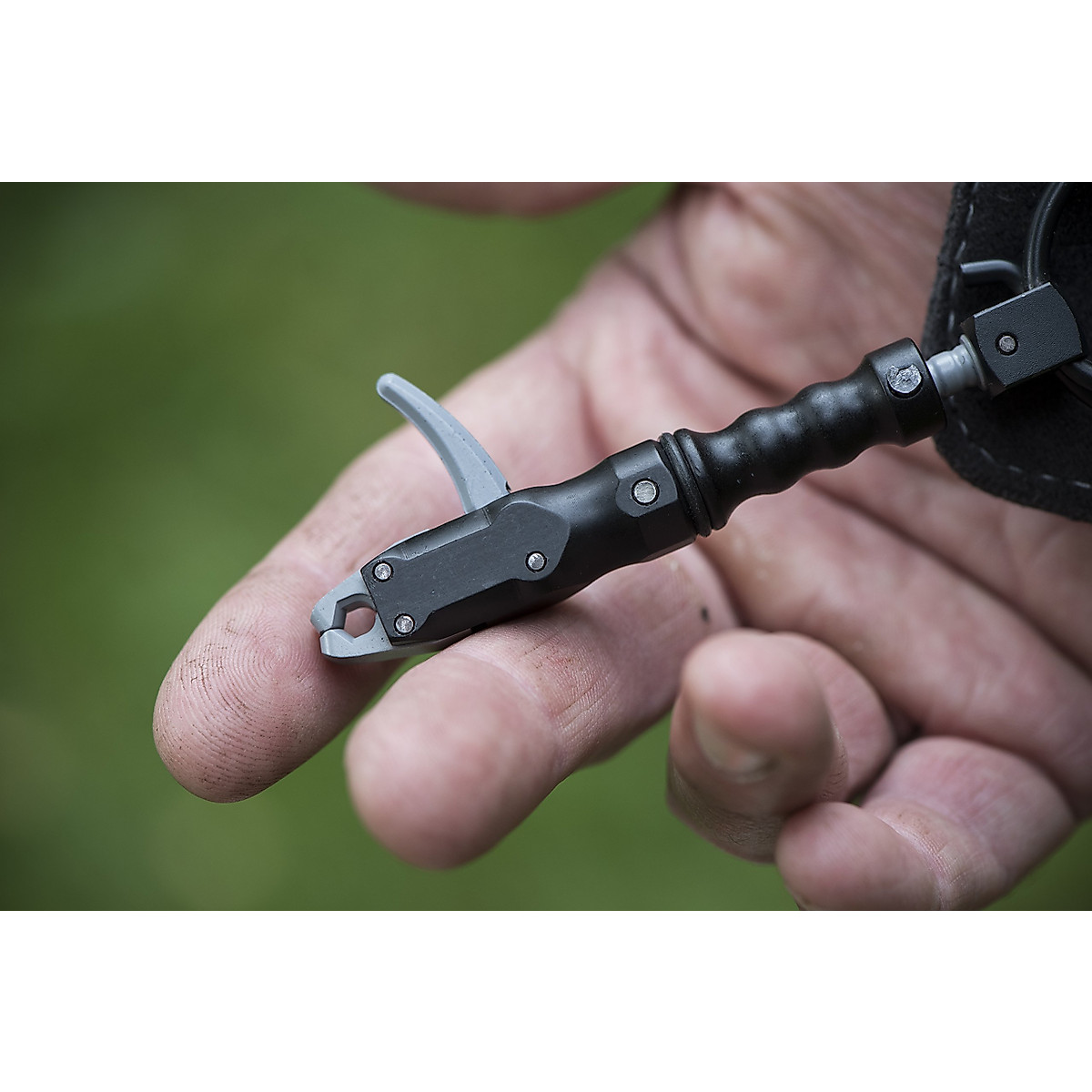 Tru-Fire Smoke Adjustable Archery Compound Bow Release with Foldback Design - Black Wrist Strap