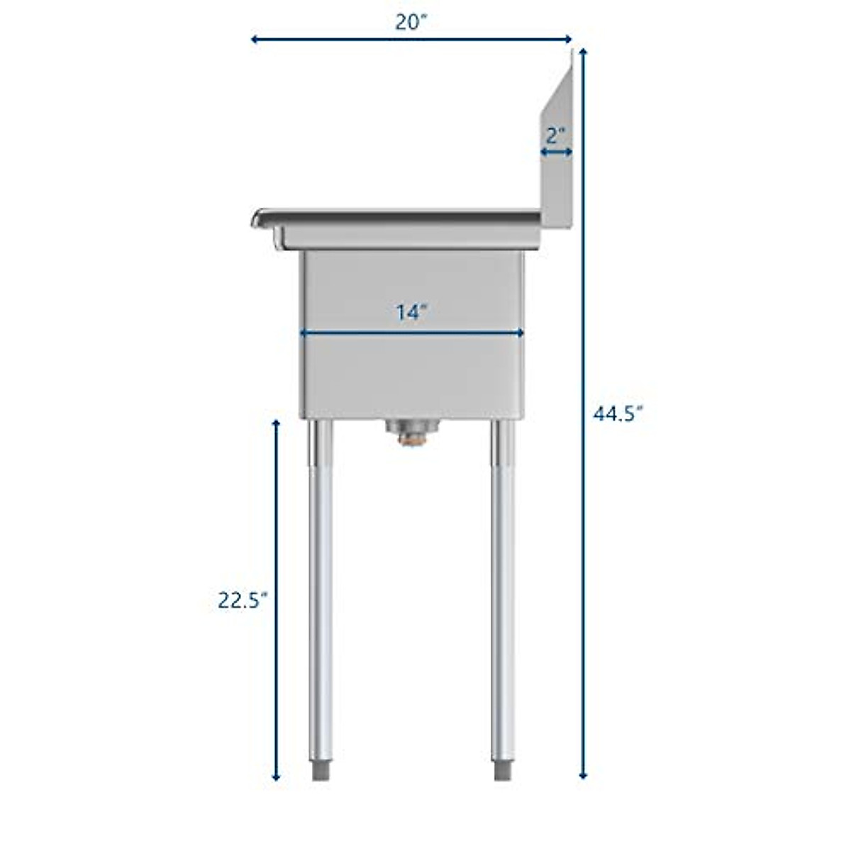 KoolMore 1 Compartment Stainless Steel Commercial Kitchen Prep & Utility Sink with Drainboard - Bowl Size 10" x 14" X 10"