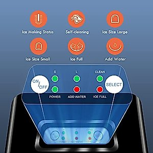 Generic Ice Maker Portable and Compact Ice Maker Machine, Electric High Efficiency Express Clear Operation Control Panel with Ice Scoop, Home Mini Ice Machine, for Parties Mixed Drinks(Medium), white