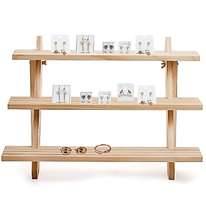 Coloch 3 Tier Wooden Cupcake Stand, Rustic Retail Display Riser Jewelry Holder Stand, for Cupcakes, Desserts, Brooch, Bracelet, Tabletop Jewelry Display, 15.8 x 9x 10.2 Inch