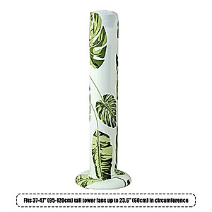 ZUYYON Tower Fan Dust Cover, Vertical Fan Dustproof Protection Cover for 37-47 Inch, Floor Standing Fan Washable Protect Cover, Household Stand Fan Flower Pattern Cover(Green Leaves)