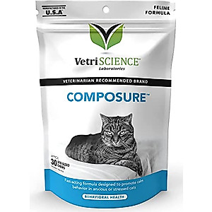 VetriScience Composure, Calming Formula for Cats, 30 Bite-Sized Chews