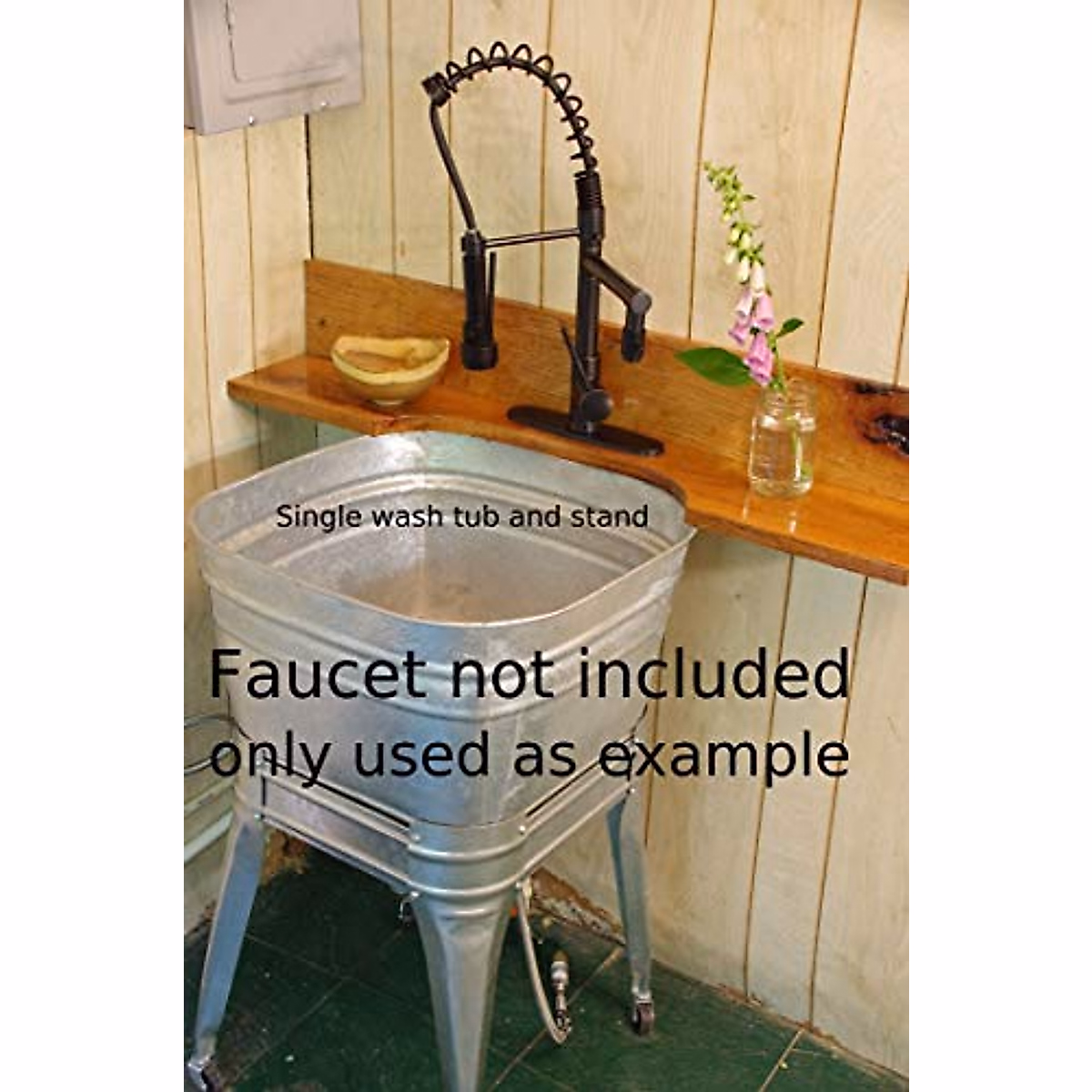 Square Wash Tub with standard 1-1/2" tailpiece Kitchen Sink Basket Drain Strainer (Double tub with standard 1-1/2" tailpiece drain and stand)